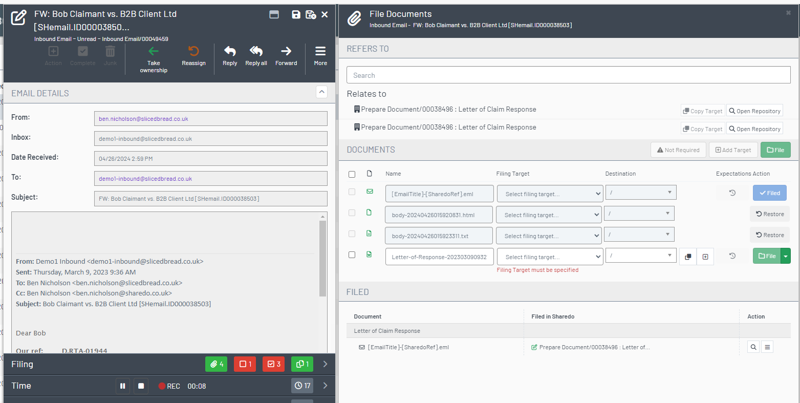 Email Management - Sharedo